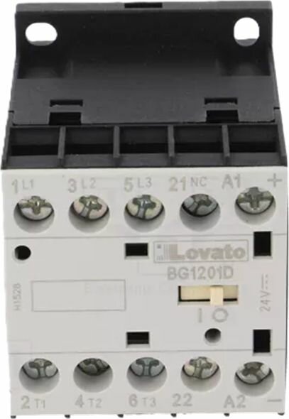Контактор LOVATO 11BG1201D024 3-полюсный, Вспомогательные контакты NC, 24ВDC, 12А, 1 шт