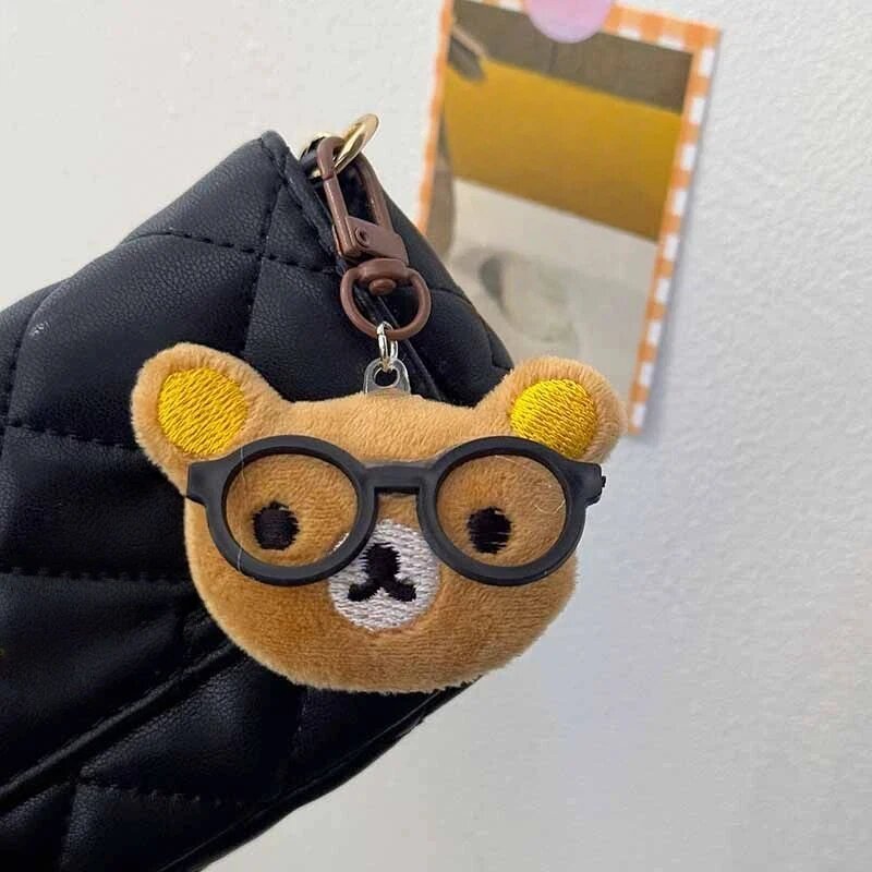 Брелок Rilakkuma Kawaii плюшевый медведь с очками brown