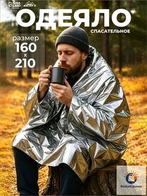 Термоодеяло спасательное 1 шт для обертывания, многоразовое