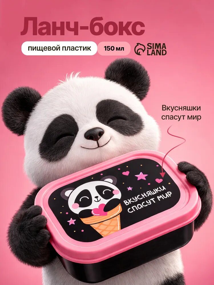 Ланч - бокс прямоугольный "Вкусняшки спасут мир", 150 мл