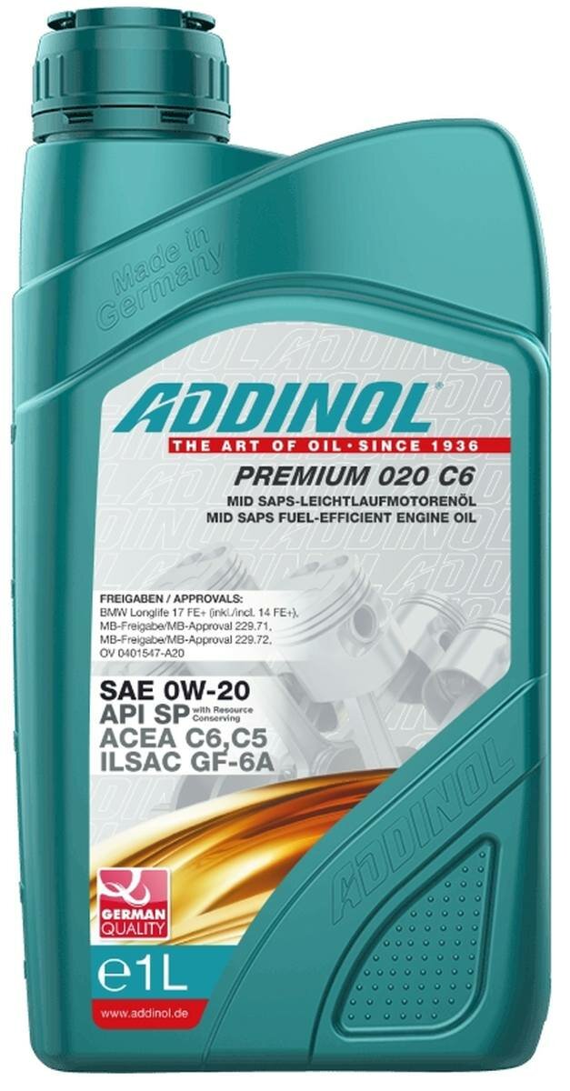 Масло моторное Addinol Premium 020 C6 0W-20 (1л) 72096607, AD-0W20-PC6-1L