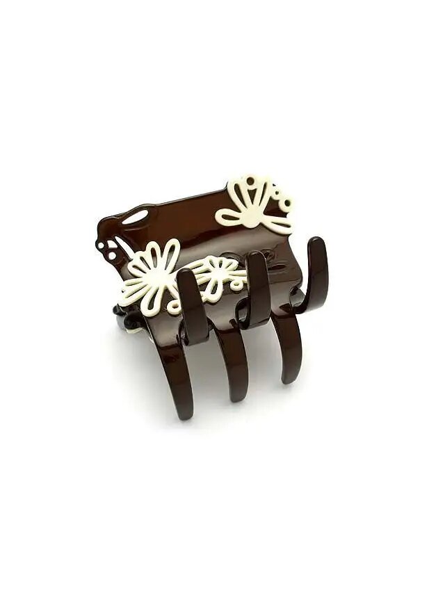 Зажим для волос Magie Accessoires, пластик, коричневый, белый