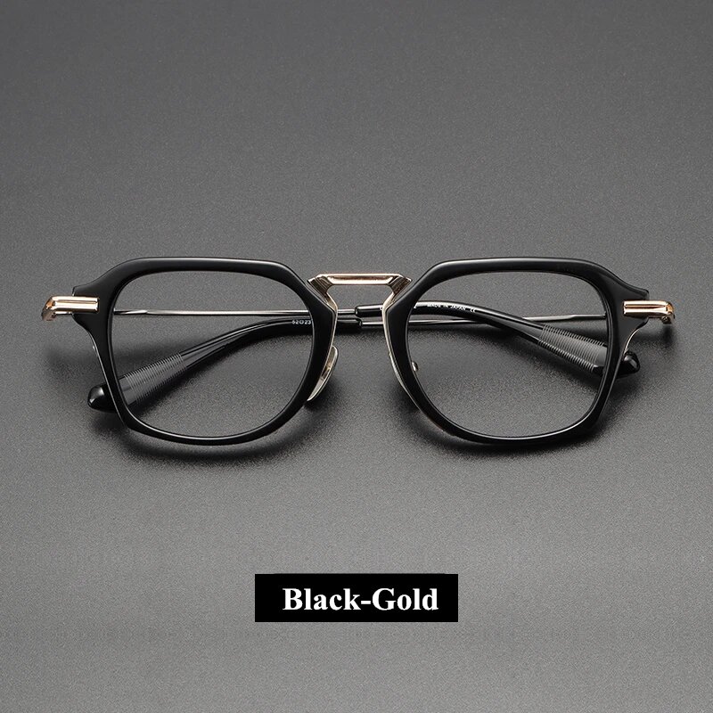 Большие винтажные очки BLACKMASK из титана и ацетата Black-Gold