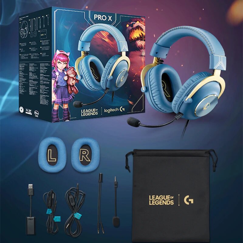 Наушники Logitech G PRO X, система активного шумоподавления, проводные