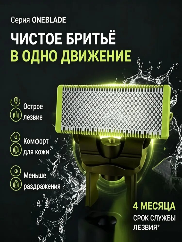 Лезвие для Oneblade, аксессуар для триммера, белый/светло-зеленый, 4 месяца срок службы