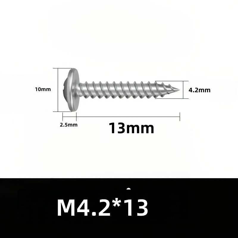 Саморезы с плоской головкой M4.2x13мм, крупная резьба, из углеродистой стали, черное фосфатированное покрытие, 100 шт.