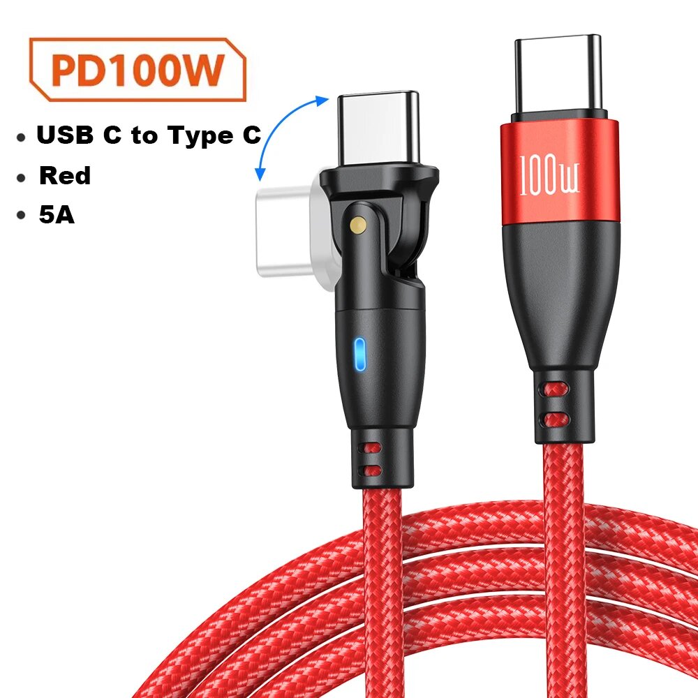 USB C to Type C кабель 100W, 1 м, красный