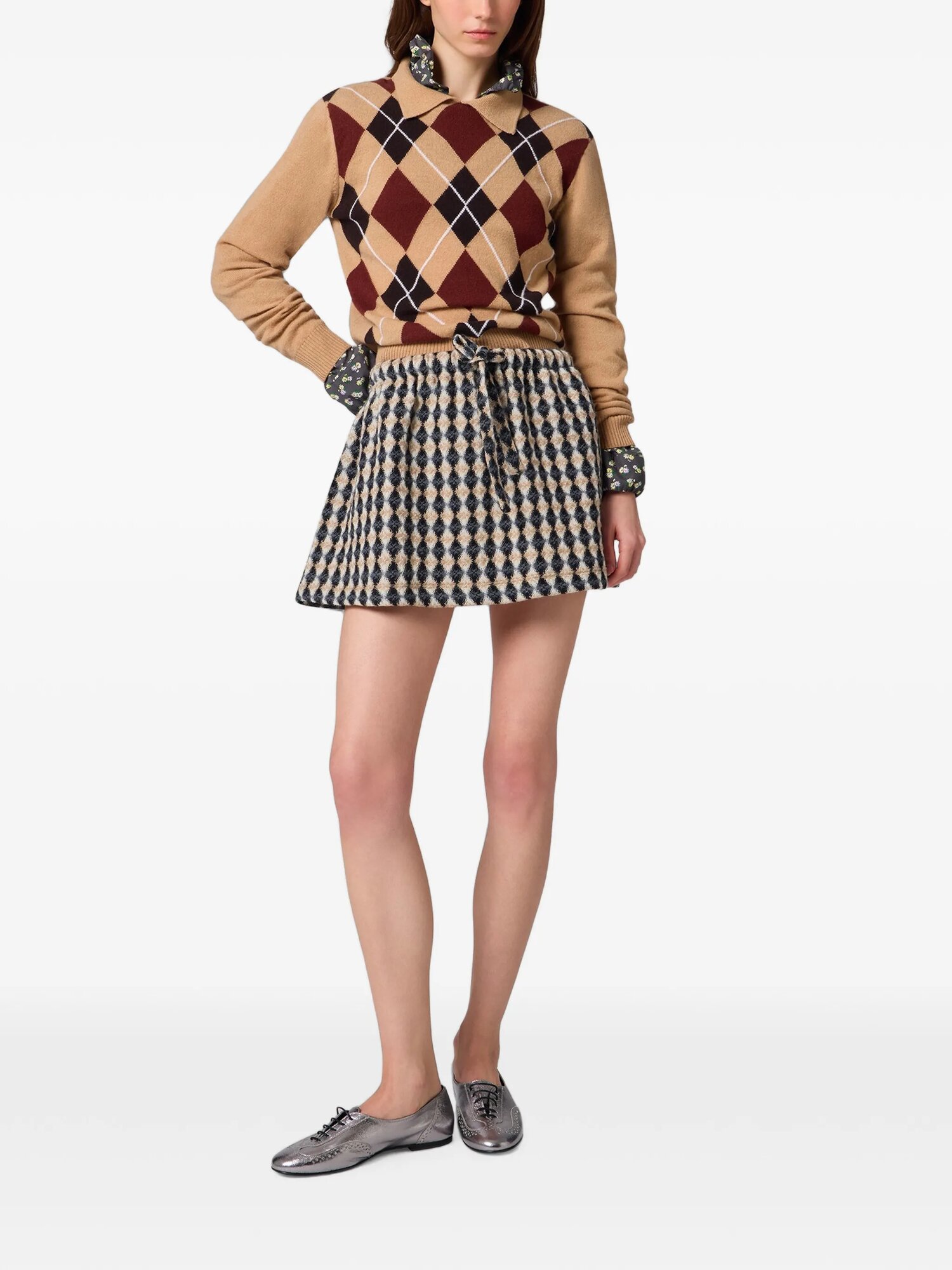Свитер MSGM Argyle-pattern polo-collar sweater, размер 42 — фото 1