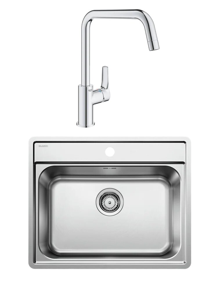 Комплект Мойка Blanco Lemis 6-IF 525108 61x50, сталь, нержавеющая сталь / Смеситель Grohe Eurosmart 30567000 глянцевый хром