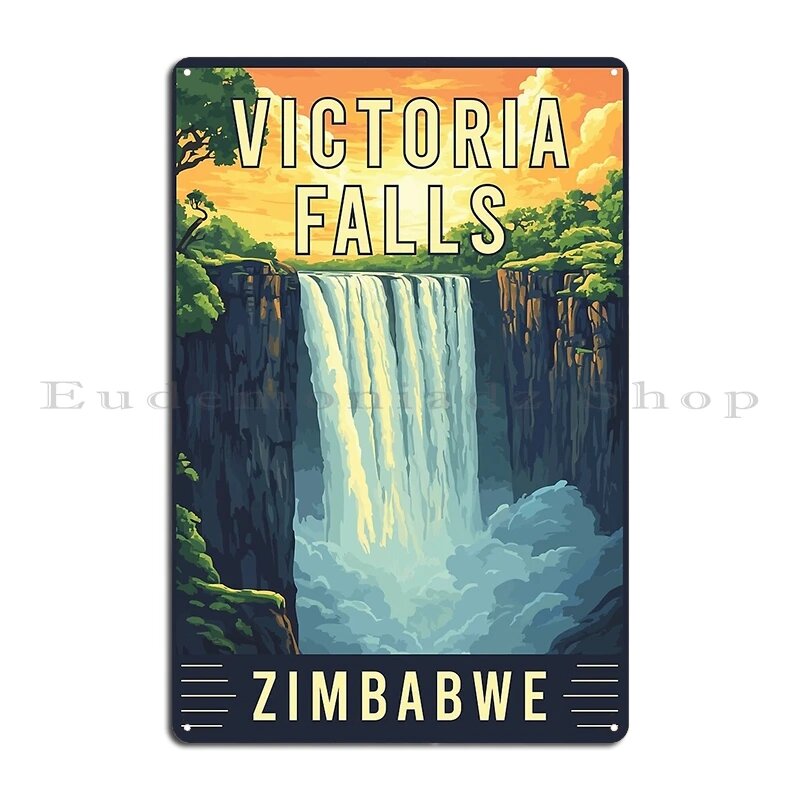 Металлическая табличка Victoria Falls, Зимбабве, 20x30см, JTF5524-8