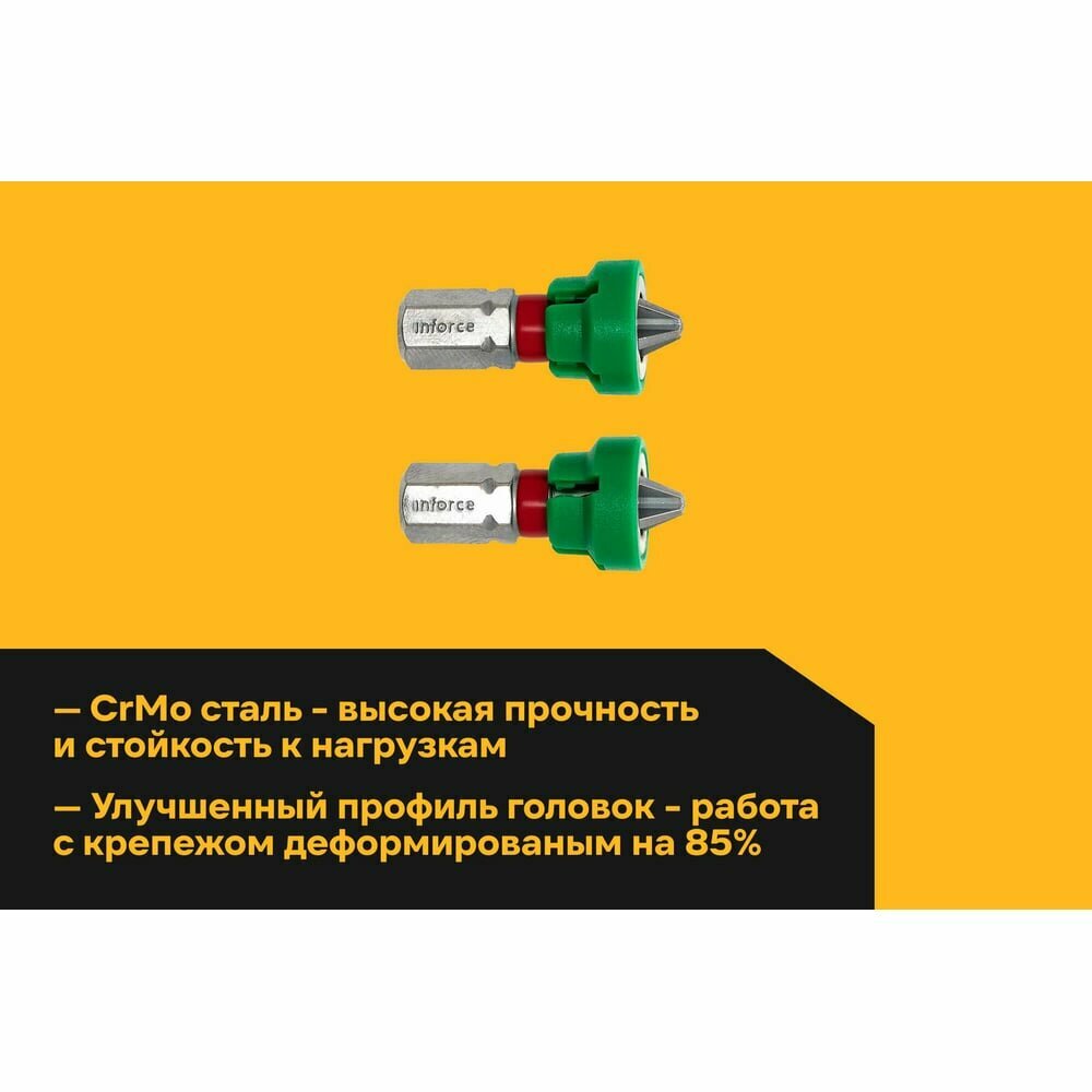 Бита с магнитным ограничителем (держателем) (2 шт; PH2; 25 мм) Inforce 11-01-296 — фото 1