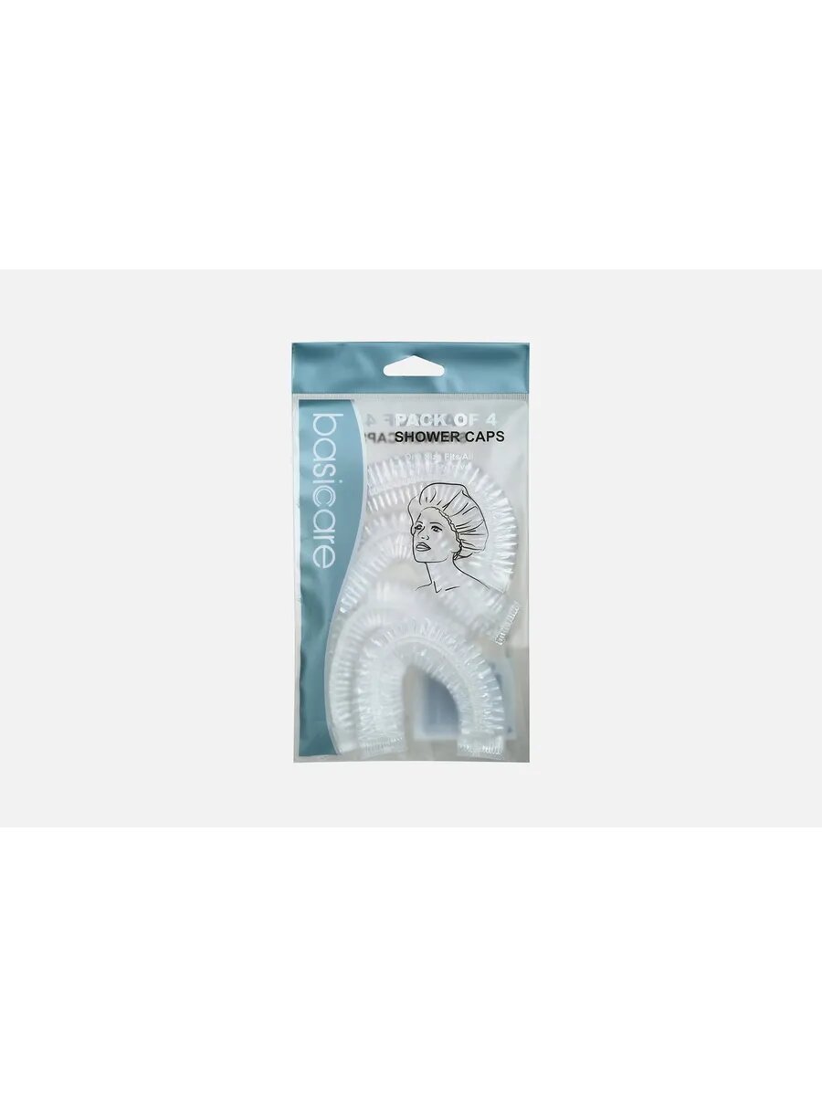 BASICARE PACK OF 4 SHOWER CAPS Шапочка для душа