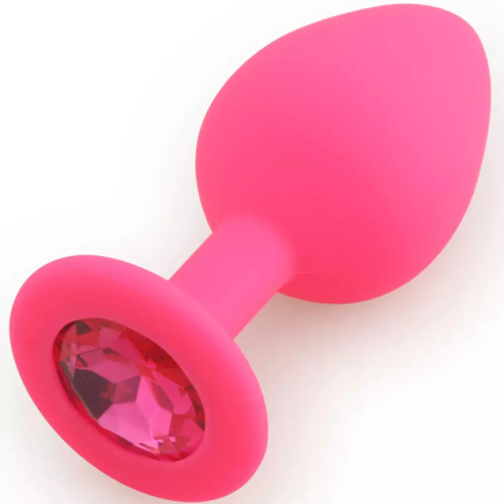 39794 Play Secrets Silicone Butt Plug Medium, розовый/ярко-розовый. Средняя анальная пробка, из силикона с кристаллом