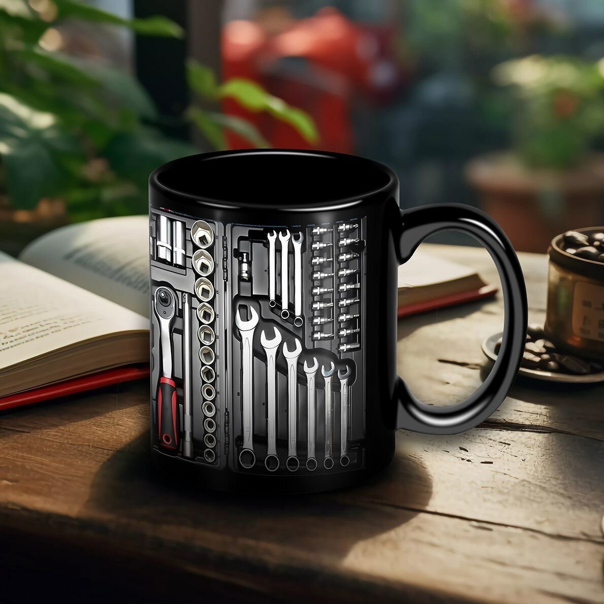 Керамическая кружка Toolbox Design 350 мл черная ручка размер 8,2×9,5 см подарок для мастеров рукоделия