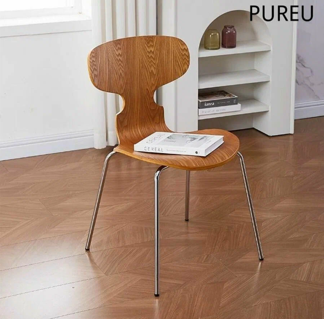 Офисный стул PUREU из дерева с металлическим каркасом, размер 48×46×52 см
