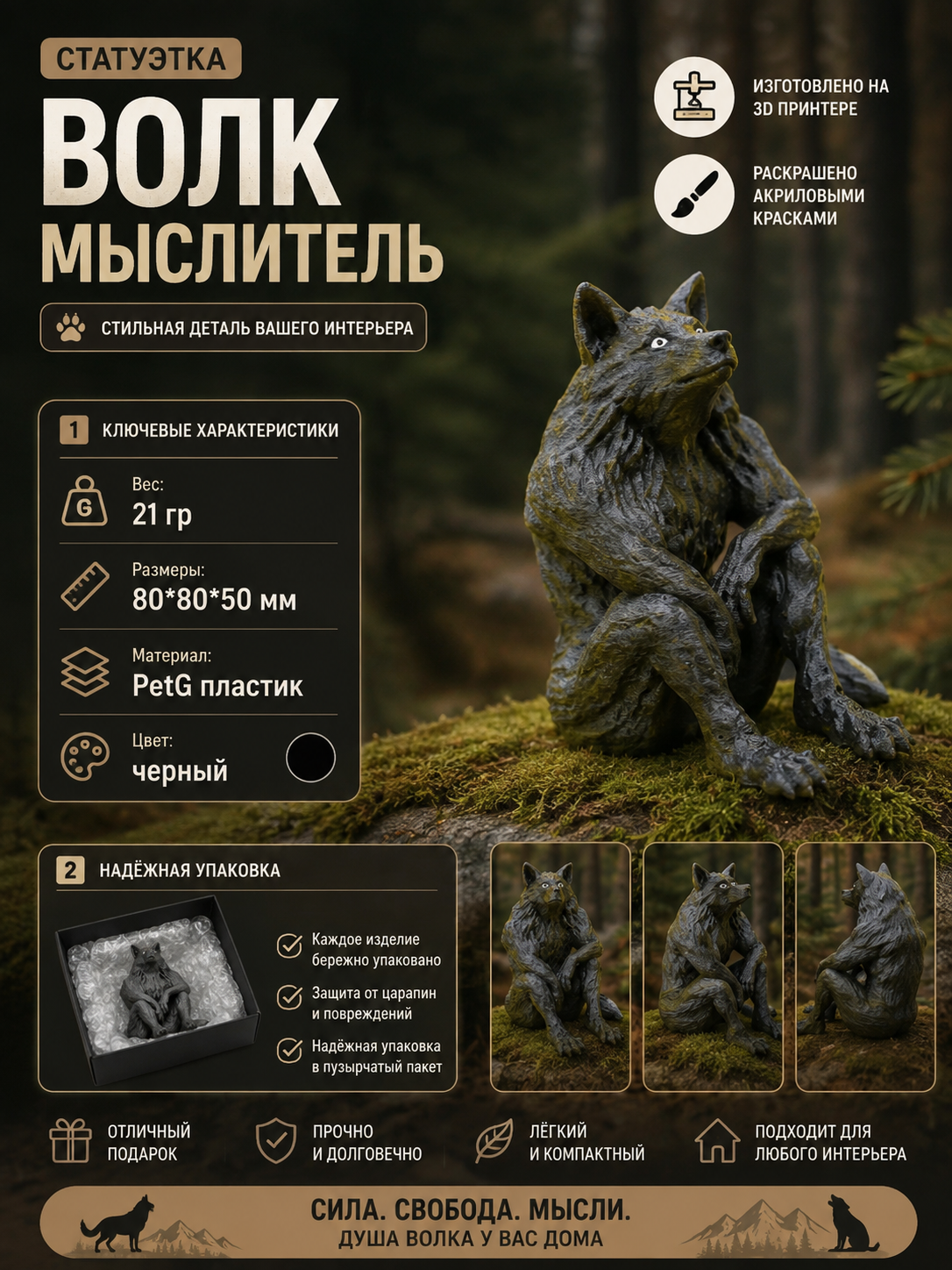 Статуэтка - Волк мыслитель