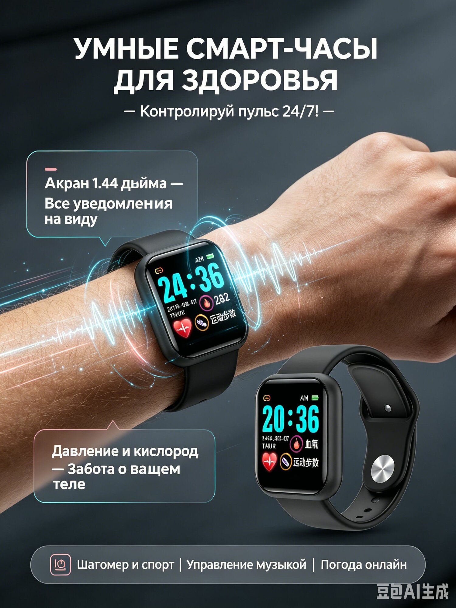 Датчик температуры тела, GPS-трекер, шоколадный