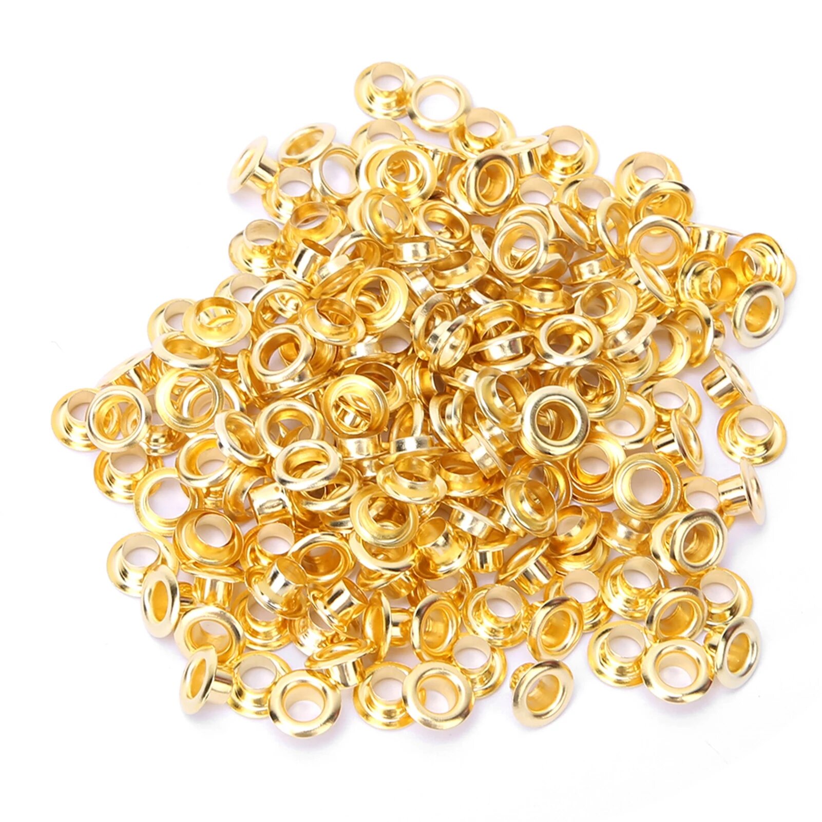 Латунные двусторонние люверсы 4 мм, 100 комплектов Желтый, Gold