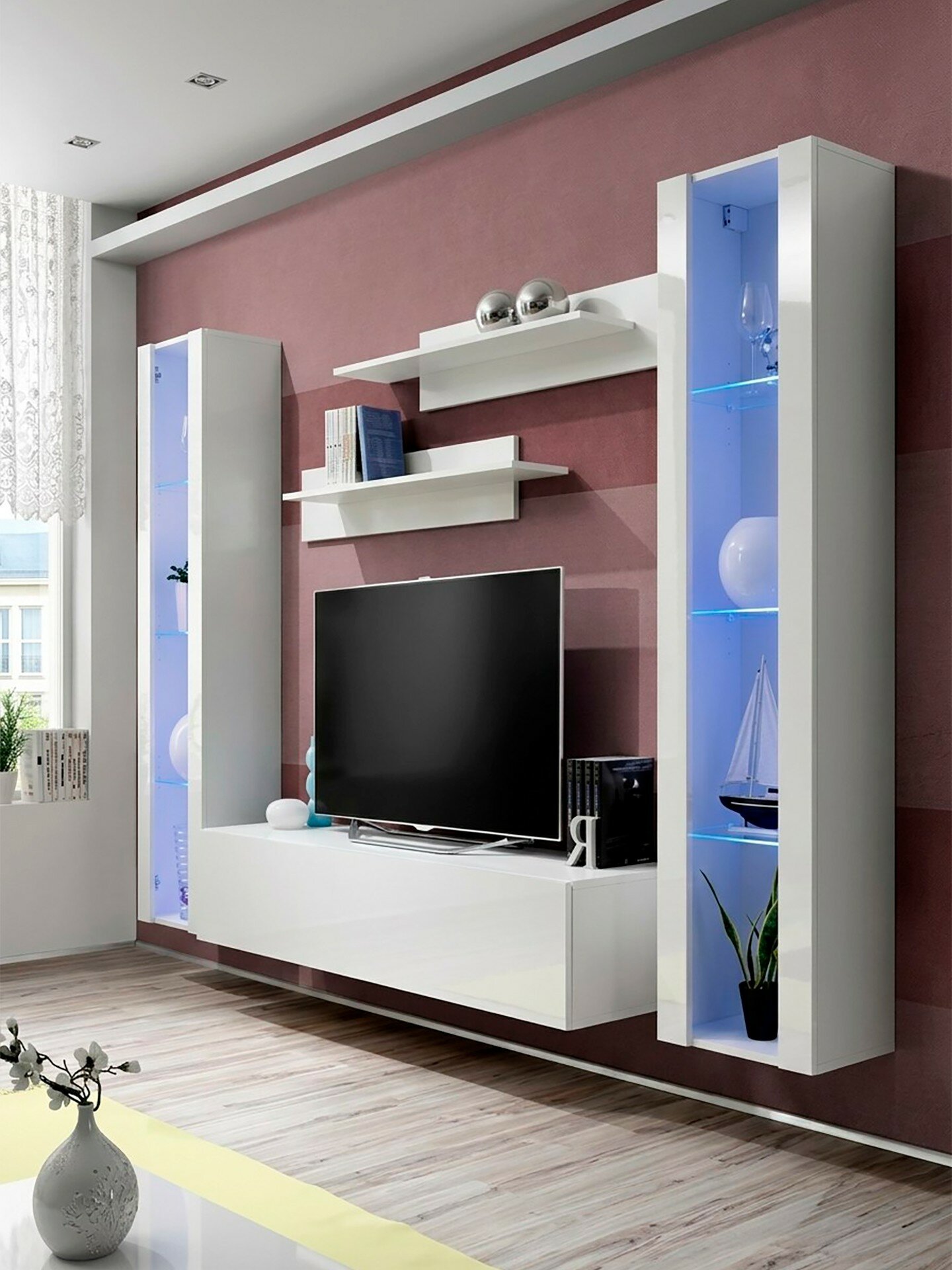 Модульная гостиная Лана 2.5 МДФ (белая) FM 260x40x170 см, белый арт-мебель