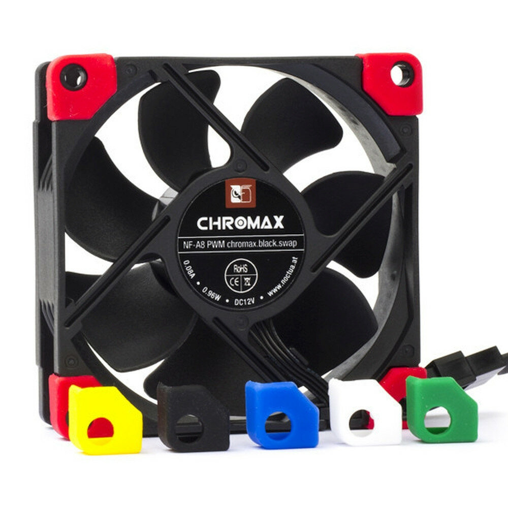 Вентилятор 80х80х25 Noctua NF-A8 PWM chromax.black.swap для корпуса ПК, 2200 об/мин
