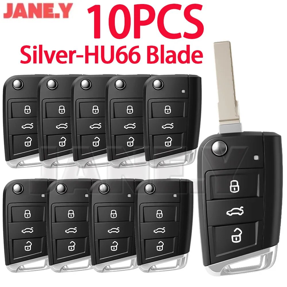 10 шт. Чехол для ключа VW HU66 Silver