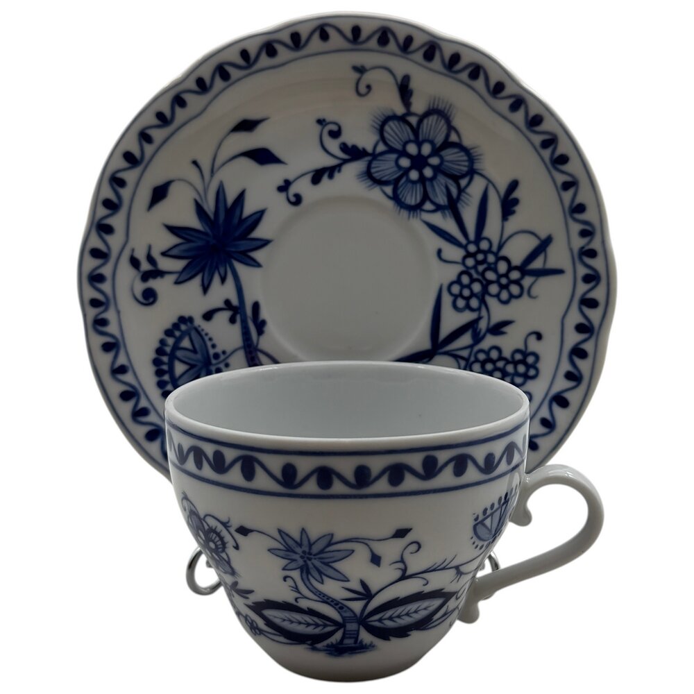 Чайная пара "Синий лук", 150 мл, фарфор, 1970-1980 гг, Kahla, ГДР