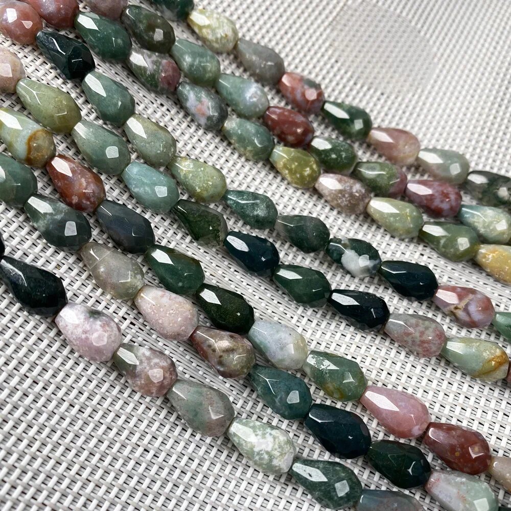 Каменные бусины в форме капли 7x9 мм для украшений India Agate