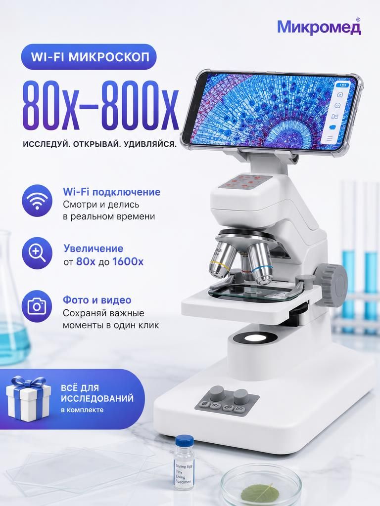 Цифровой микроскоп 80х - 1600х Микромед iMicro WiFi