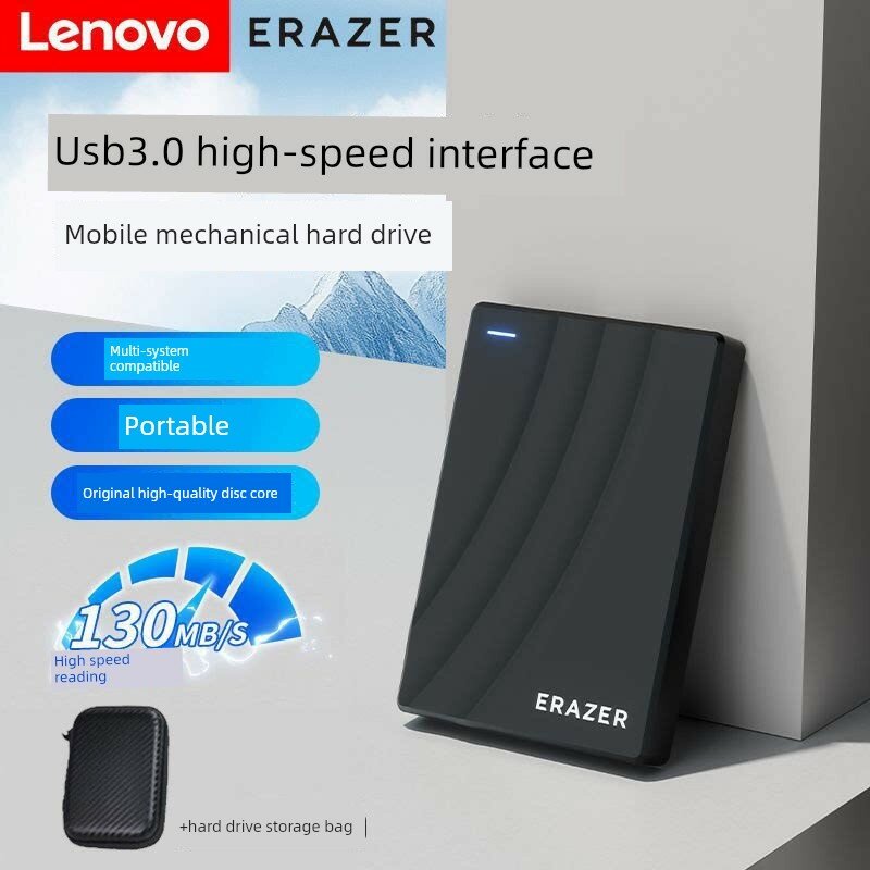 Lenovo Мобильный Механический Жесткий Диск 320 ГБ USB 3.0 Внешнее Хранилище, Пакет 1, Черный