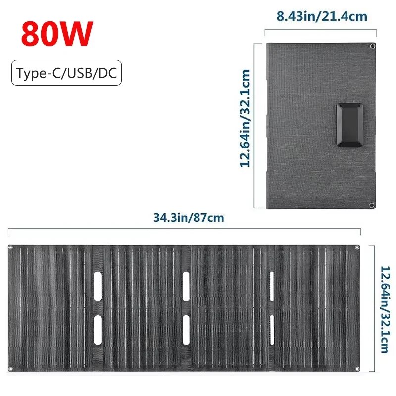 Портативная солнечная панель luxuglow 60 Вт USB Type-C 80W