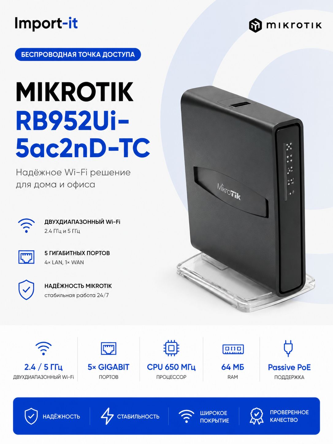 Wi-Fi Роутер MIKROTIK RB952Ui-5ac2nD-TC