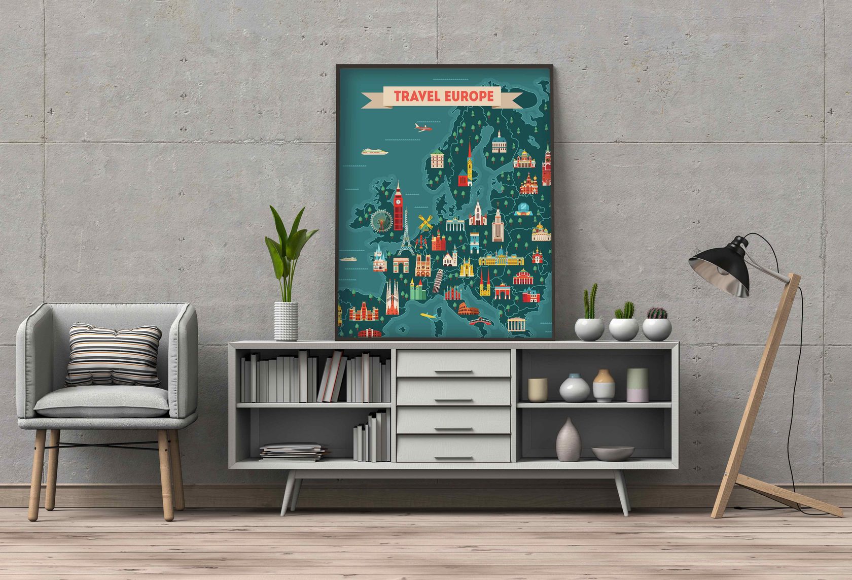 Постер / Плакат / Картина Европа 40x50 см в раме