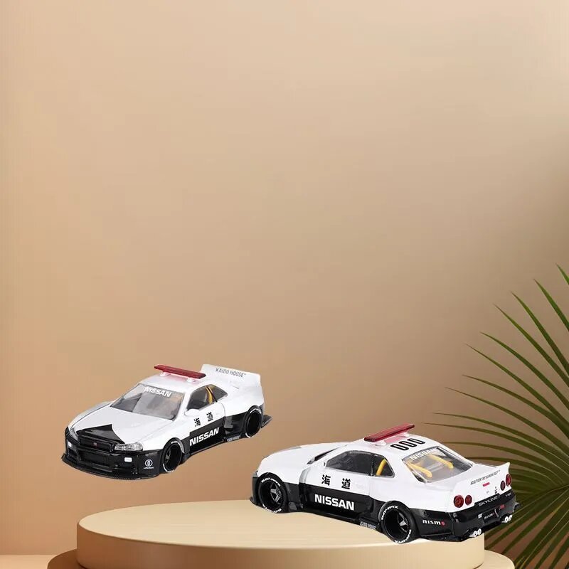 Машинка KAIDO HOUSE Mini Gt 1/64 KHMG120 Nissan Skyline GT-R R34 #0 RACING Factory V2 AERO police car die-cast alloy car model collection gift