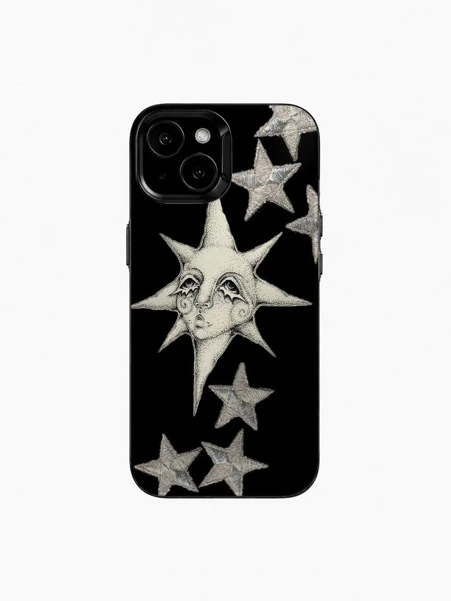 Чехол на iPhone 14 Plus с солнцем и звездами