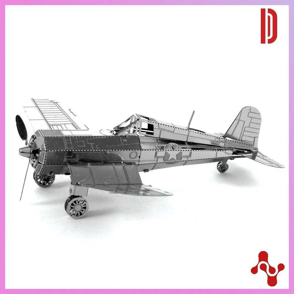 3D-пазл F4U CORSAIR, 100 элементов, металл, для сборки модели самолета, размер 8 см, для взрослых и детей старше 14 лет — фото 1