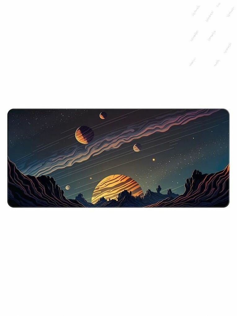 Премиальный игровой коврик 40x90 XXL с картой звездного неба JupiterHorizon Scene для клавиатуры и мыши, резиновое нескользящее основание