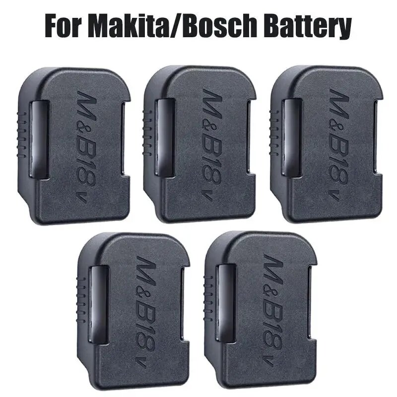 Держатель для 5 аккумуляторов Makita Bosch 18V настенный с защелкой и поясным креплением