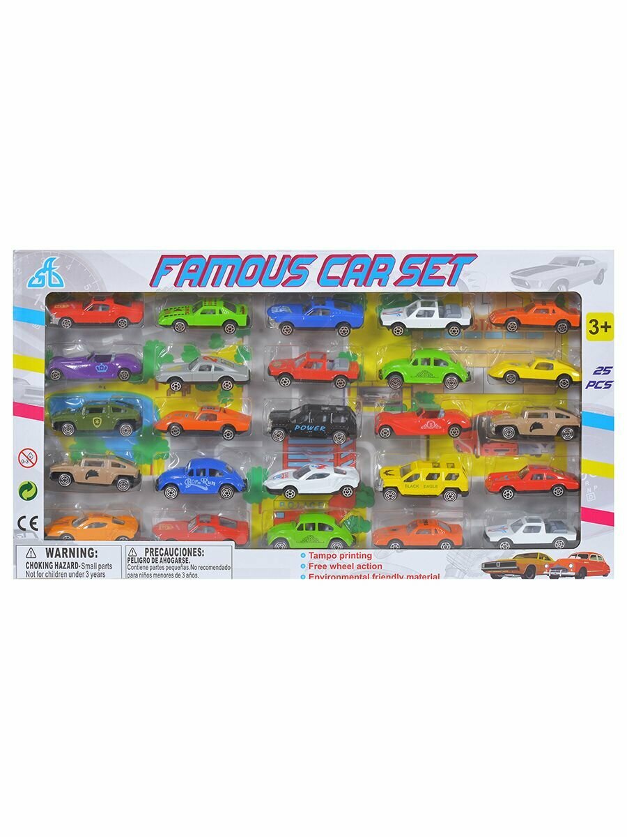 Игровой набор из 25 автомобилей, коллекционные модельки машинок, металлические тачки для трека