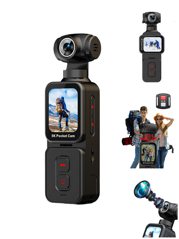 Экшн-камера K28 5K PocketCam: поворот 270°, сенсор Sony IMX486, EIS-стабилизация, пульт ДУ, распознавание лиц