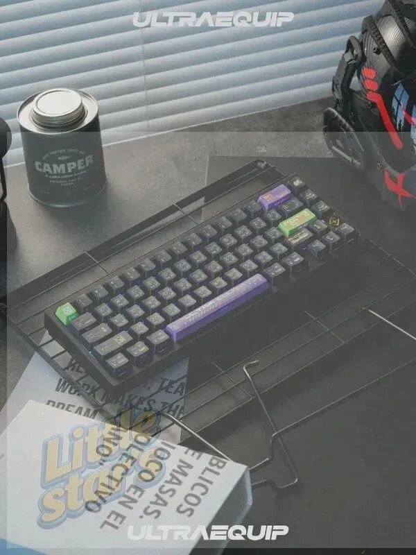 Кейкапы для механической клавиатуры - CJZB 130 шт, PBT с боковой печатью, Cherry профиль, Shine Through, синие и белые, для клавиатур 60/75/80%