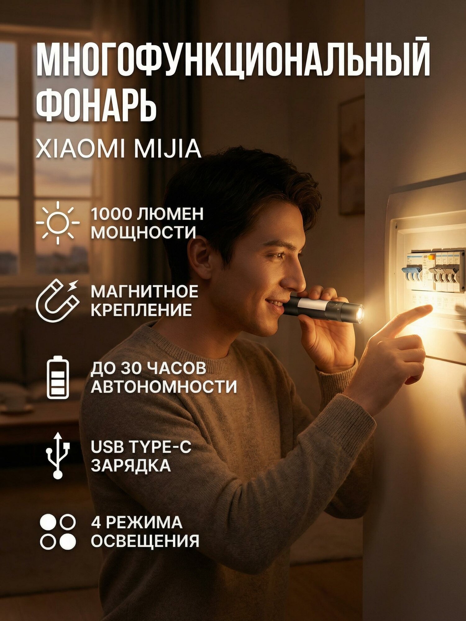 Фонарик Xiaomi Mijia Multifunctional Flashlight(MJSDT001QW) BHR7004GL CN
