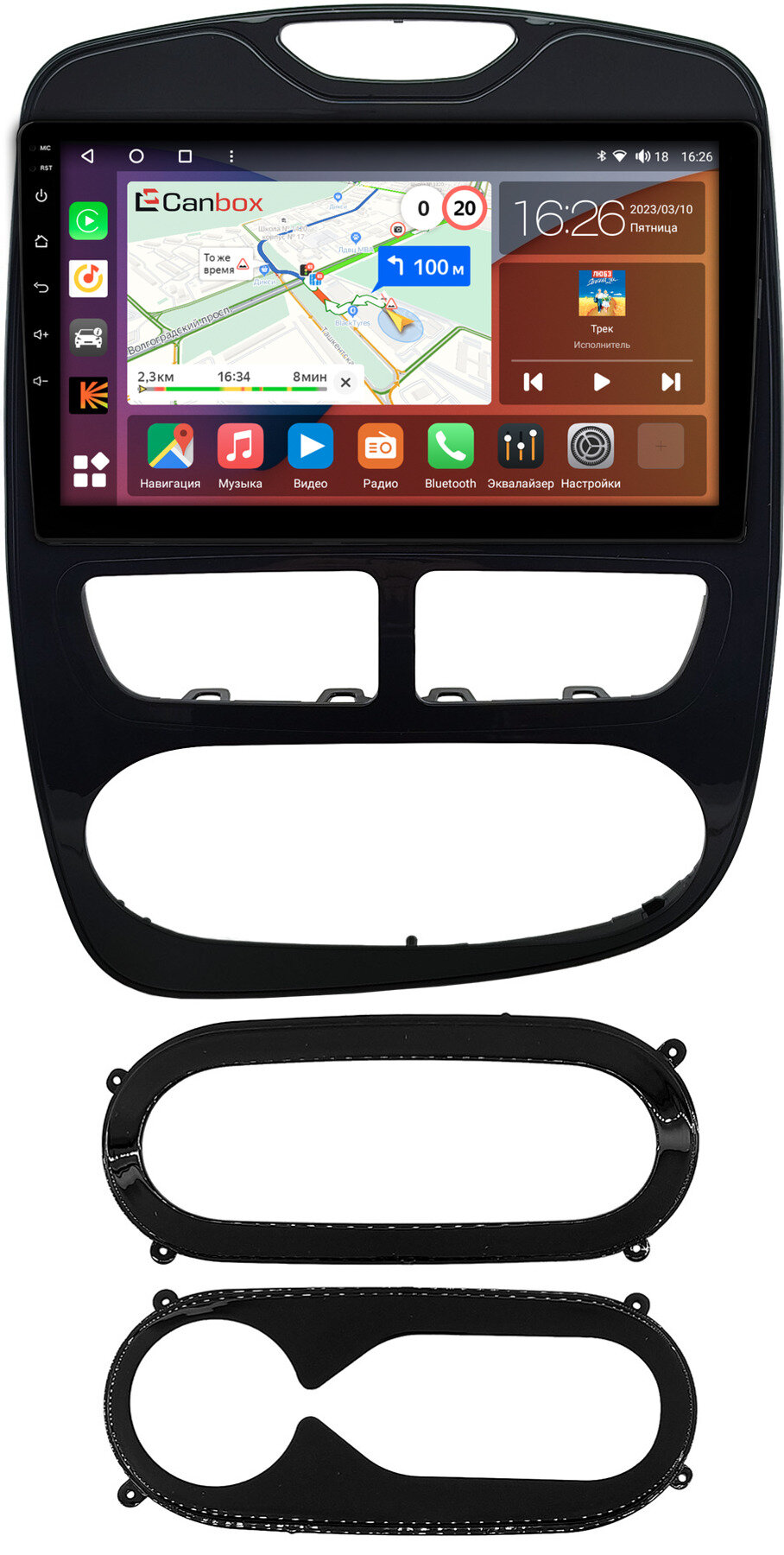 Штатная магнитола Canbox Logic-i3 5738-10-0860 Renault Clio 4 2016-2019 (черная) Android 13 (4G-SIM, 6/128, DSP, 360, QLed)