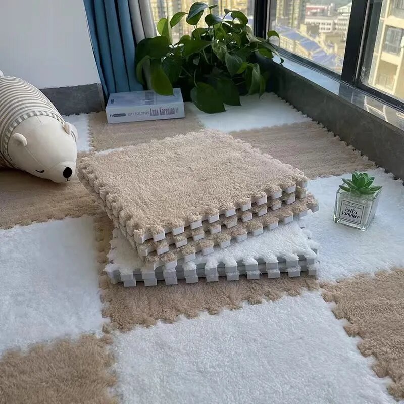 Коврик-пазл детский мягкий развивающий для малышей, нескользящий, бежевый, 60х60см