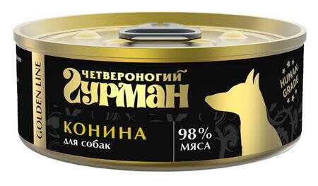 Четвероногий гурман Golden line 6 шт по 100 г влажный корм для собак конина в желе