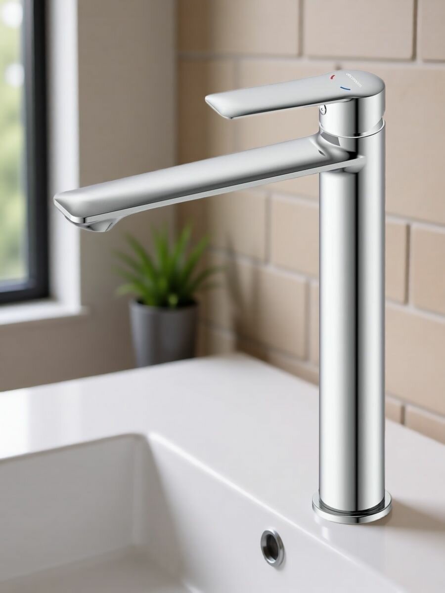 Смеситель высокий DECOROOM для раковины и умывальника, в ванную и на кухню DR28013
