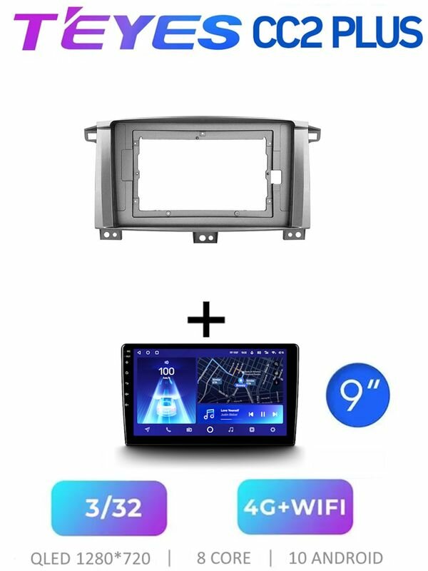 Магнитола 9" Teyes CC2 Plus 3/32 Gb для Toyota Land Cruiser LC 100 (A)