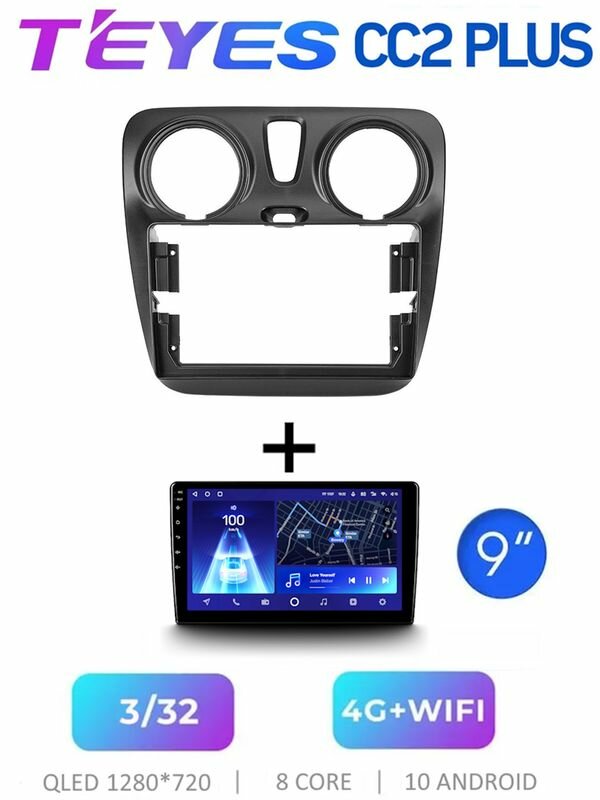 Магнитола 9" Teyes CC2 Plus 3/32 Gb для Renault Dokker 2012-2020
