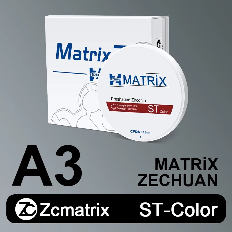 ZECHUAN Matrix Zir ST-Color предварительно окрашенные циркониевые блоки 98 мм 98x16mm, A3