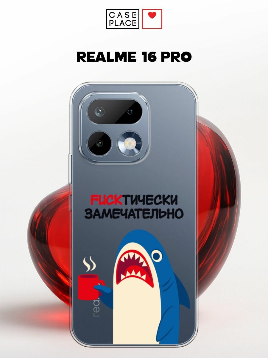 Чехол на Realme 16 Pro / Реалми 16 Про с принтом Фактически замечательно акула