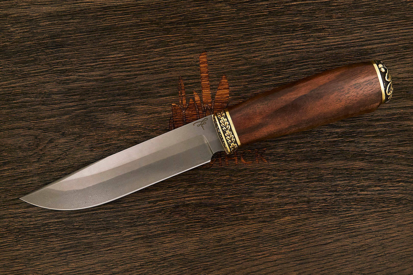 Разделочный нож Игоря Пампуха Модель 007, клинок 145мм, булат легированный, рукоять орех Т1